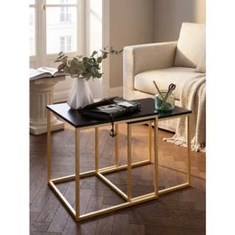 KADIMA DESIGN Beistelltisch 2er Set MDF Metall Modern CHUR, Gold 40x40x42 cm