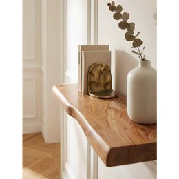 KADIMA DESIGN Wandregal Massivholz Baumkante Landhausstil, Akazie 60x26x4 cm