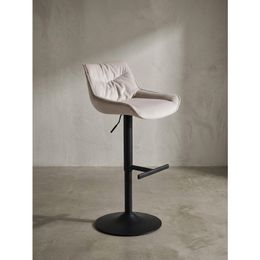 KADIMA DESIGN Barhocker Samt Lehne H&ouml;henverstellbar Trompetenfu&szlig; Gepolstert, Beige 45x55x106 cm