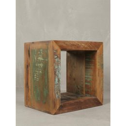 KADIMA DESIGN Beistelltisch &ndash; Massivholz Braun 45x45x35 cm mit Ablage