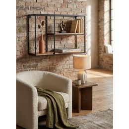KADIMA DESIGN Wandregal Mango Massivholz Metall Industrial Stil 60x40x18 cm Rechteckig