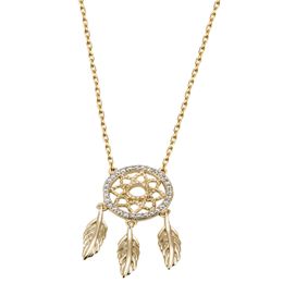 Kette mit Anh&auml;nger Firetti "Schmuck Geschenk Silber 925 Halsschmuck Halskette Ankerkette Traum", gold (gelbgoldfarben, kristallwei&szlig;), Halsketten, Damen, Silber 925 (Sterlingsilber), L: 43 B: 1,2mm, mit Zirkonia (synth.), B:1,2mm