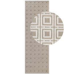 Designteppich ELLE DECORATION "Howlite", beige (creme), B:80cm H:9mm L:240cm, Polypropylen, Teppiche, Wohnzimmer, Schlafzimmer, L&auml;ufer, Hoch-Tief Effekt, Flur, Glanz