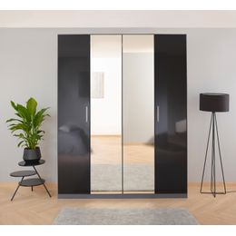 Kleiderschrank OTTO HOME "Mehrzweckschrank Aktenschrank M&ouml;bel Mietswohnung Schlafzimmer KOLUNA", grau (graumetallic, hochglanz effektgrau), B:181cm H:229cm T:54cm, Holzwerkstoff, Schr&auml;nke, Kleiderschrank, mit Spiegel, inkl. 2 Innenschubladen sowie extra B&ouml;den MADE IN GERMANY