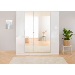 Kleiderschrank OTTO HOME "Mehrzweckschrank Aktenschrank M&ouml;bel Mietswohnung Schlafzimmer KOLUNA", wei&szlig; (alpinwei&szlig;, hochglanz wei&szlig;), B:226cm H:210cm T:54cm, Holzwerkstoff, Schr&auml;nke, Kleiderschrank, mit Spiegel, inkl. 2 Innenschubladen sowie extra B&ouml;den MADE IN GERMANY