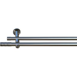 Gardinenstange Indeko, L:340cm &Oslash;:20mmedelstahl, optik, Metall, Wohnzimmer, Gardinenstangen, "Hamburg", Komplett-Set inkl. Montagematerial