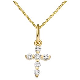 Kettenanh&auml;nger Firetti "Schmuck Geschenk Gold 333 Halsschmuck Anh&auml;nger f&uuml;r Halskette Kreuz", gold (gelbgoldfarben, kristallwei&szlig;, kristallwei&szlig;), Schmuckanh&auml;nger, Damen, Gelbgold 333, 0,5 g, Kettenanh&auml;nger, mit Zirkonia (synth.)