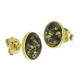 Paar Ohrstecker OSTSEE-SCHMUCK "- Classic 8 x 6 mm - Silber 925/000, vergoldet - Bernstein" Gr. 9, gold (goldfarben, gelb), Ohrringe, Damen, 9, Silber 925 (Sterlingsilber)