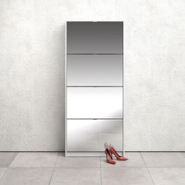 Schuhschrank Home Affaire "Shoes, Praktisch, minimalistisch, verspiegelte Klappenfronten", wei&szlig;, B:70,3cm H:162cm T:24,05cm, FSC-zertifizierter Holzwerkstoff, Schr&auml;nke, Schuhschrank, 4 F&auml;cher, Schuhaufbewahrung, Folienbeschichtet, H&ouml;he 162 cm