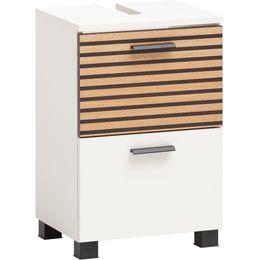 Waschbeckenunterschrank Welltime "Katta, Waschbeckenunterschrank, Made in Germany, B: 40 cm", wei&szlig; (mattwei&szlig;, akustikprint), B:40,2cm H:60,8cm T:35cm, FSC-zertifizierter Holzwerkstoff, Schr&auml;nke, Waschbeckenunterschrank, Solide Verarbeitung - Dieses Produkt ist in Deutschland gefertigt