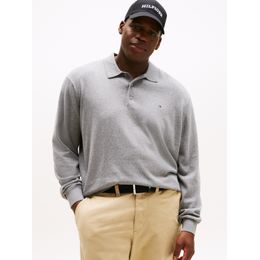 Tommy Hilfiger Big & Tall Polokragenpullover "BT-PIMA ORG CTN CASH", Herren, Gr. 4XL, grau (medium grau heather), Strick, Obermaterial: 92% Baumwolle, 8% Kaschmir, TOMMY HILFIGER BIG & TALL, B&uuml;ndchen, Pullover, Gro&szlig;e Gr&ouml;&szlig;en, regular fit, Polokragen