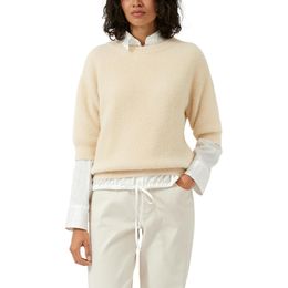 Strickpullover s.Oliver, Damen, Gr. 38, beige (light beige), Obermaterial: 50% Polyamid, 30% Baumwolle, 20% Polyacryl, Strukturmuster, unifarben, regular fit normal, Rundhals, gerader Abschluss, Pullover Strickpullover, mit Struktur