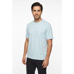 T-Shirt, Jungen, Gr. XL (54), blau (antarctic blau), Web, Obermaterial: 57% Baumwolle, 38% Polyester, 5% Elasthan, Calvin Klein Swimwear, unifarben, regular fit normal, Rundhals, eingesetzt abgesteppte Kante, Shirts T-Shirt, Regular fit mit Rundhalsausschnitt