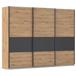 Kleiderschrank OTTO HOME "Mehrzweckschrank Aktenschrank M&ouml;bel Mietswohnung Schlafzimmer CORTONA", grau (eiche artisan, graumetallic), B:271cm H:210cm T:62cm, Holzwerkstoff, Schr&auml;nke, Kleiderschrank, inkl. Inneneinteilung, 2 Stoffboxen extra Einlegeb&ouml;den MADE IN GERMANY, Topseller