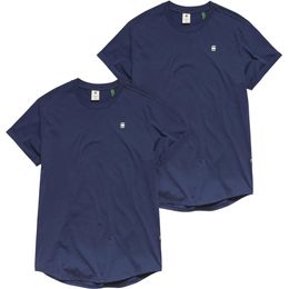 G-Star Raw T-Shirt G-STAR "Lash 2er Pack", Jungen, Gr. S, blau (sartho blau, sartho blau), Jersey, Obermaterial: 100% Baumwolle, unifarben, relaxed fit, Rundhals, mit Umschlag, Shirts T-Shirt, aus Baumwolle
