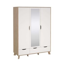 Kleiderschrank Home Affaire "Ikast Dreht&uuml;renschrank, Spiegelt&uuml;r, Aufbewahrung, Schrank, Stauraum", wei&szlig; (jackson hickory, wei&szlig;), B:147,2cm H:201cm T:58,1cm, Holzwerkstoff, Schr&auml;nke, Kleiderschrank, 1 Spiegelt&uuml;r, 2 T&uuml;ren, 3 Schubladen, H&ouml;he 201 cm, Breite 147 cm