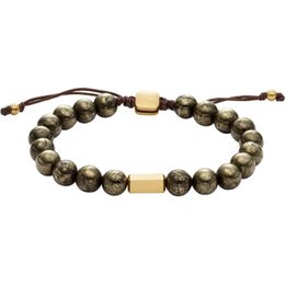 Armband Fossil "Schmuck Geschenk Edelstahl Nylon Armschmuck Jewelry", braun (gelbgoldfarben, braun, grau, grau), Armb&auml;nder, Damen, 25cm, Edelstahl Nylon, Edelstahl, Nylon, Armband, mit Pyrit