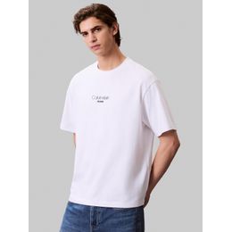 T-Shirt Calvin Klein Jeans, Jungen, Gr. M, wei&szlig; (brilliant wei&szlig;), Single Jersey, Obermaterial: 100% Baumwolle, unifarben, relaxed fit normal, Rundhals, Shirts T-Shirt, Relaxed Fit, Rundhalsausschnitt, Logoprint