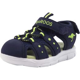 Sandale Kangaroos "K-Mini", M&auml;dchen, Gr. 22, blau (navy, lime), Synthetik, Textil, Schuhe Sandale, mit Klettverschluss