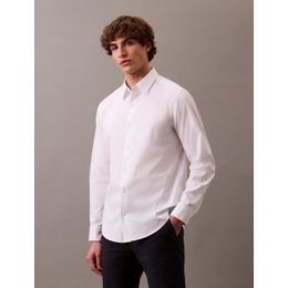Businesshemd Calvin Klein "LS SOLID STRETCH CLASSIC SHIRT", Herren, Gr. L, N-Gr, wei&szlig; (brilliant wei&szlig;), Web, Obermaterial: 96% Baumwolle, 4% Elasthan, unifarben, regular fit h&uuml;ftbedeckend, Rundhals, 1-Knopf-Manschette mit Schlitz, Hemden, mit Kentkragen