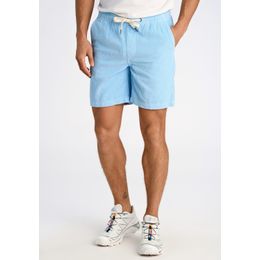 Shorts LINDBERGH "Freizeitshorts Relaxed Fit", Herren, Gr. L, blau (bright blau), Obermaterial: 100% Baumwolle, unifarben, relaxed fit, Hosen Shorts
