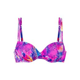 Venice Beach Bikini Top female size 80 Blue / Pastel blue / Curry / Dark pink