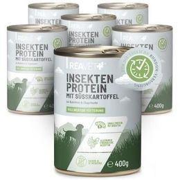 REAVET Hundenassfutter - Insektenprotein mit S&uuml;&szlig;kartoffeln an Karotten & Hagebutte | 6 x 400g