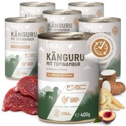 REAVET Hundenassfutter &ndash; K&auml;nguru mit Topinambur an Pastinake & Pflaume | 6 x 400g