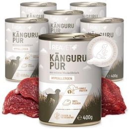 REAVET Hundenassfutter - K&auml;nguru PUR | 6 x 400g