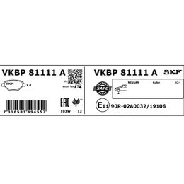 SKF Bremsbelagsatz, Scheibenbremse vkbp81111a f&uuml;r NISSAN