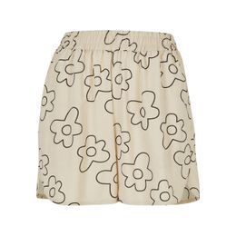 Stoffhose Urban Classics "Urban Classics Damen Ladies AOP Viscose Resort Shorts", Damen, Gr. S, US-Gr&ouml;&szlig;en, beige (softseagrassflower), 100% Viskose, normal, Hosen Stoffhose