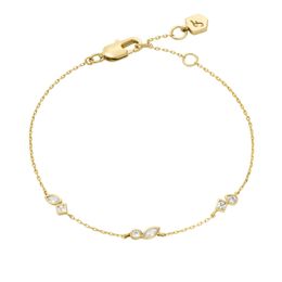 Armband Fossil "Schmuck Geschenk Metall Armkette ELLIS", gold (gelbgoldfarben, kristallwei&szlig;, kristallwei&szlig;), Armb&auml;nder, Damen, 19cm, Metall, Armband, mit Zirkonia (synth.)