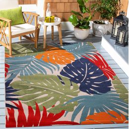 Teppich Sanat "Floral Outdoor", bunt, B:60cm H:6mm L:110cm, Kunstfaser, Teppiche, Teppich, In- und Outdoor geeignet, florales Design, Balkon, Terasse