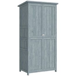 Outsunny Gartenschrank, Grau, Holz, 2 F&auml;cher, 54x170x85 cm, Aufbewahrung & Schutzh&uuml;llen, Ger&auml;teschuppen