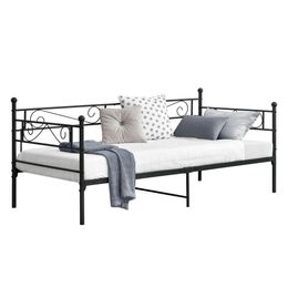 [en.casa] Tagesbett, Schwarz, Metall, 90x200 cm, Schlafzimmer, Betten, Metallbetten