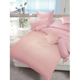 Wendebettw&auml;sche Janine "modernclassic 3912, 100% Baumwolle", rot, B/L: 200cm x 220cm, 1 Stk., 2 Stk., Mako-Satin, B/L: 80cm x 80cm, 3 Stk., Mako-Satin, Obermaterial: 100% Baumwolle, Bettw&auml;sche, Wendebettw&auml;sche, mit Rei&szlig;verschluss, Streifen Design
