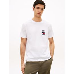 T-Shirt Tommy Hilfiger "BRAND LOVE TEXT STACK", Jungen, Gr. M, wei&szlig;, Single Jersey, Obermaterial: 100% Baumwolle, unifarben, regular fit normal, Rundhals, eingesetzt abgesteppte Kante, Shirts T-Shirt, Regular fit mit Rundhalsausschnitt