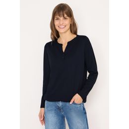 Langarmshirt Cecil, Damen, Gr. XS (36), schwarz (urban dunkelblau), Stoff, 50% Modal, 50% Baumwolle, unifarben, normal normal, Rundhals, abgesteppt, Shirts Langarmshirt, im soften Baumwoll-Mix