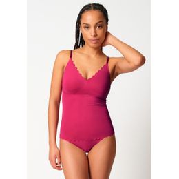 Unterhemd Skiny "Micro Essentials", Damen, Gr. 36, N-Gr, pink (sangria), Single Jersey, Obermaterial: 72% Polyamid, 28% Elasthan, unifarben, k&ouml;rpernah, V-Ausschnitt, Unterhemden Unterhemd, elastisch, herausnehmbare Pads, BH-Hemd, mit Unsichtbar-Effekt