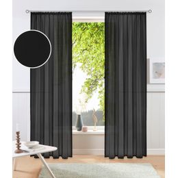 Gardine OTTO HOME "XANA" Gr. 2, schwarz (anthrazit), B:145cm H:175cm, Voile, Polyester, Gardinen, Gardine, Bestseller, einfarbig, 1 bzw. 2 Schals, pflegeleicht, Beststeller