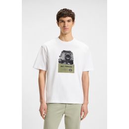 T-Shirt BOSS Orange "Te Wagon", Jungen, Gr. S, wei&szlig; (wei&szlig;100), Single Jersey, Obermaterial: 100% Baumwolle, unifarben, regular fit h&uuml;ftlang, Shirts T-Shirt, mit coolem Fotodruck