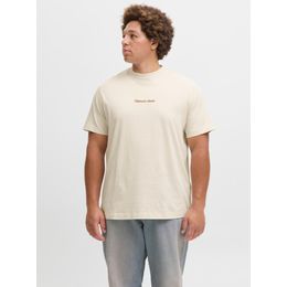 Jack & Jones PlusSize T-Shirt "JORNORREBRO EMB TEE SS CREW NECK PLS", Jungen, Gr. 4XL, antique wei&szlig;, Jersey, Obermaterial: 100% Baumwolle, JACK & JONES PLUSSIZE, bedruckt, regular fit normal, Rundhals, Shirts T-Shirt