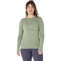 Laufshirt asics "ROAD SEAMLESS LS TOP", Damen, Gr. M, gr&uuml;n (monument blau, whisper gr&uuml;n), Obermaterial: 65% Polyamid, 35% Polyester, Shirts Laufshirt