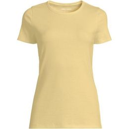 LANDS' END Feinripp-Shirt mit Rundhalsausschnitt und kurzen &Auml;rmeln f&uuml;r Damen, Damen, size: regular, Elfenbein, Baumwolle/Elasthan, by Lands' End