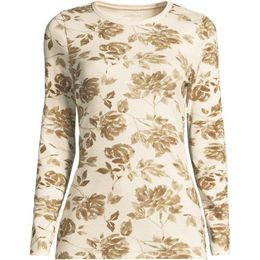 LANDS' END Langarmshirt aus mikrofeinem Baumwollripp, Damen,  Wei&szlig;, Baumwolle/Elasthan, by Lands' End