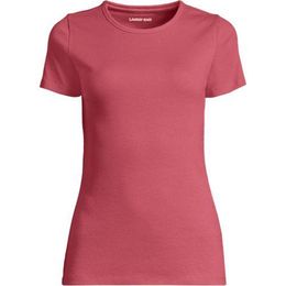 LANDS' END Feinripp-Shirt mit Rundhalsausschnitt und kurzen &Auml;rmeln, Damen,  Rot, Baumwolle/Elasthan, by Lands' End