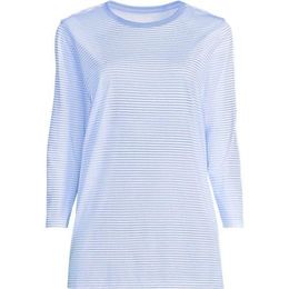 LANDS' END Supima-Shirt mit 3/4-&Auml;rmeln f&uuml;r Damen in Plus-Gr&ouml;&szlig;e, Damen, size: plus, Blau, Baumwolle, by Lands' End