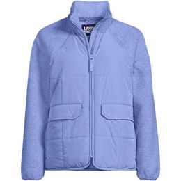 LANDS' END Steppjacke mit Teddy-&Auml;rmeln f&uuml;r Damen, Damen, size: regular, Blau, Polyester, by Lands' End