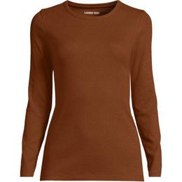 LANDS' END Langarmshirt aus mikrofeinem Baumwollripp, Damen,  Orange, Baumwolle/Elasthan, by Lands' End