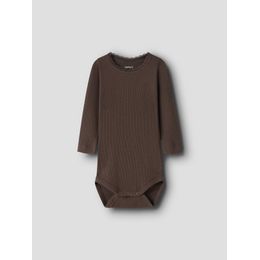 name it M&auml;dchen Langarmbody "NBFKAB LS BODY NOOS", Gr. 50french roast, Jersey, Obermaterial: 57% Baumwolle, 38% Modal, 5% Elasthan, unifarben, Bodys